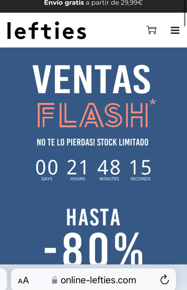 Este enlace de la página web de Lefties es un fraude